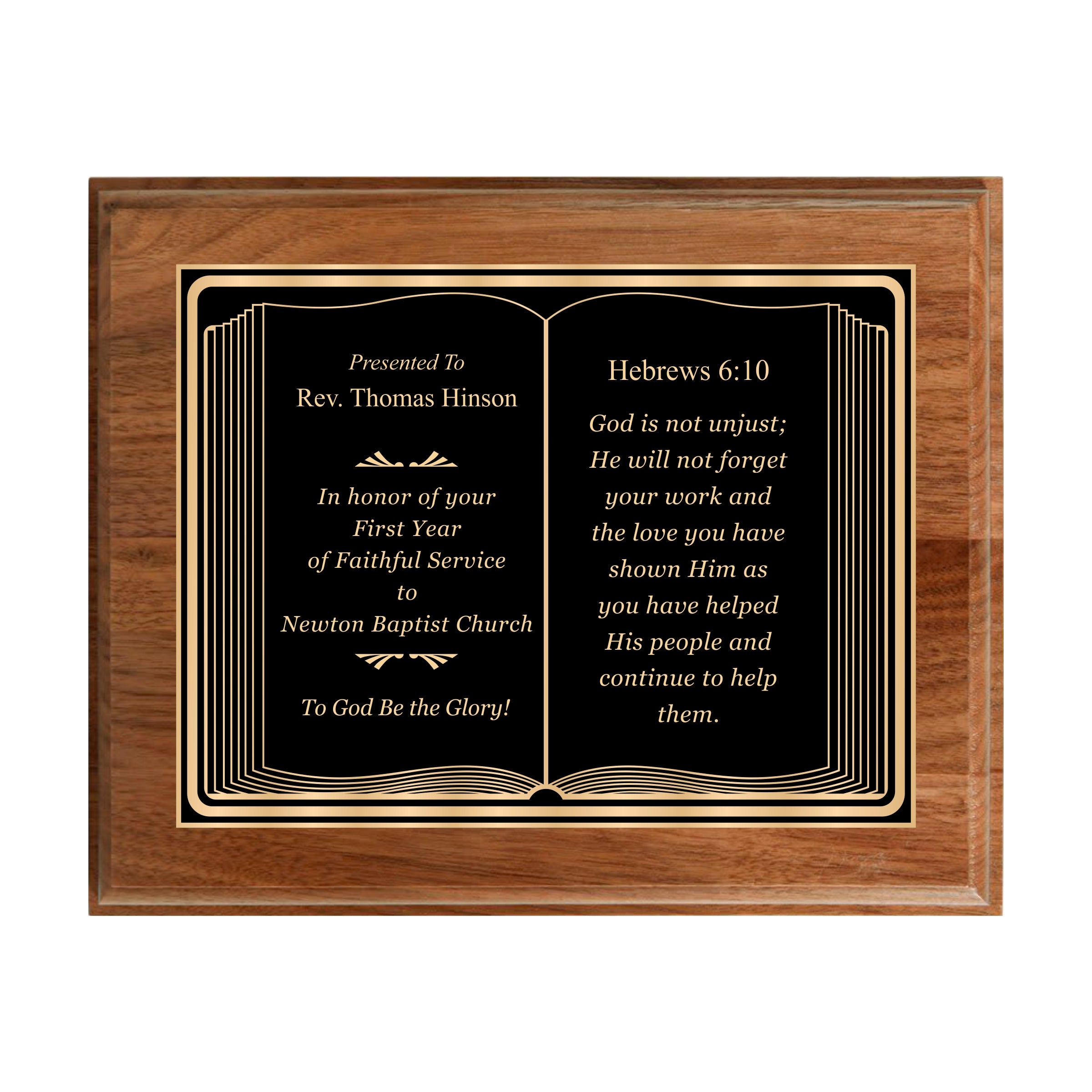 Bible Themed Walnut Plaque – Creative Awards